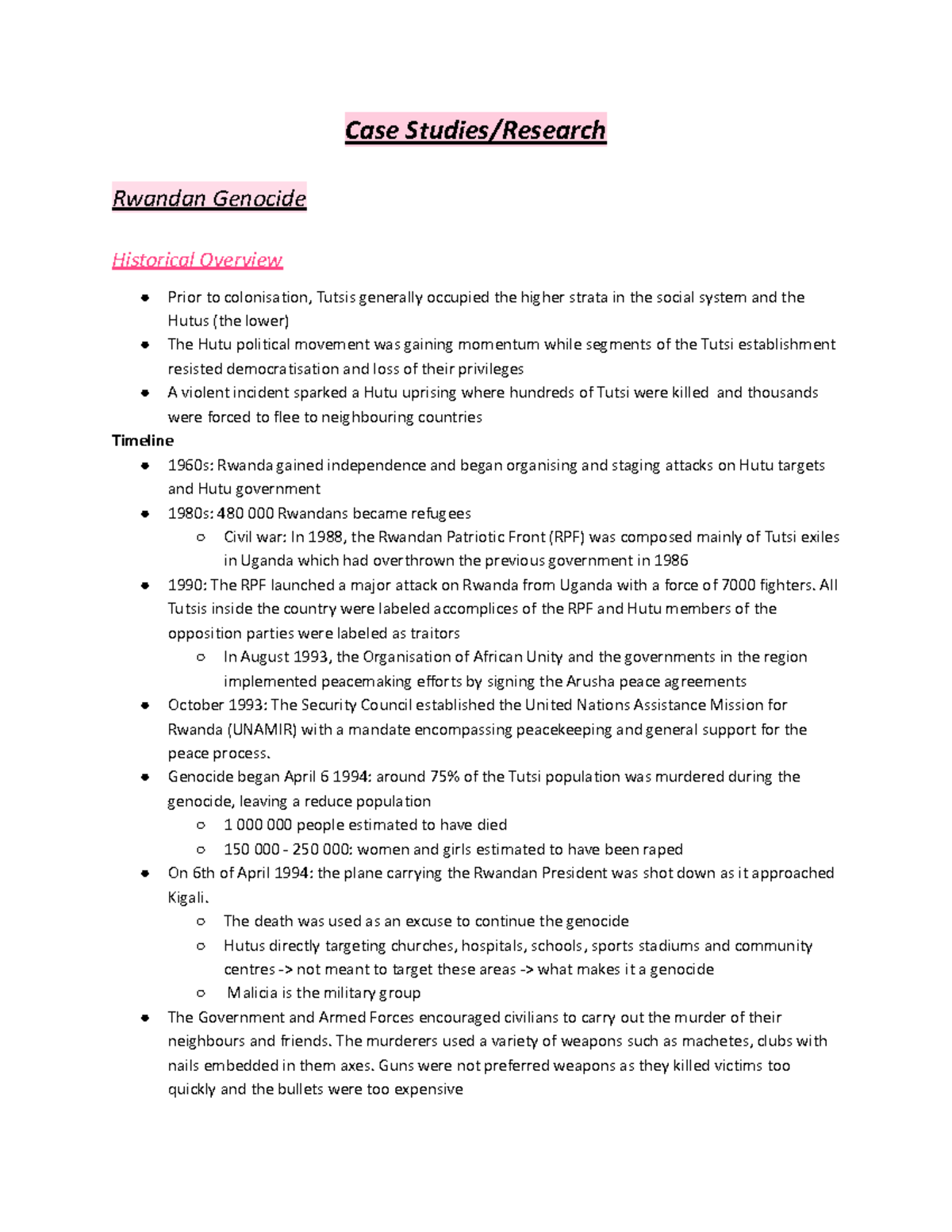 Rwanda Case Study: Genocide and Legal Perspectives in Legal Studies ...