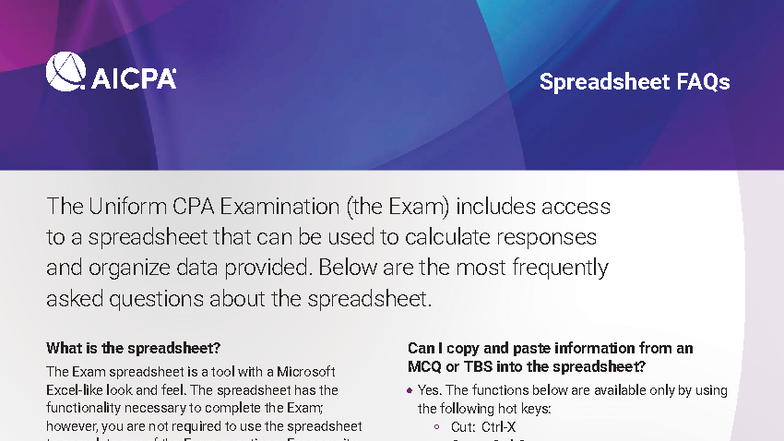 CPA Exam Spreadsheet FAQs: Key Features & Usage Guide - Studocu