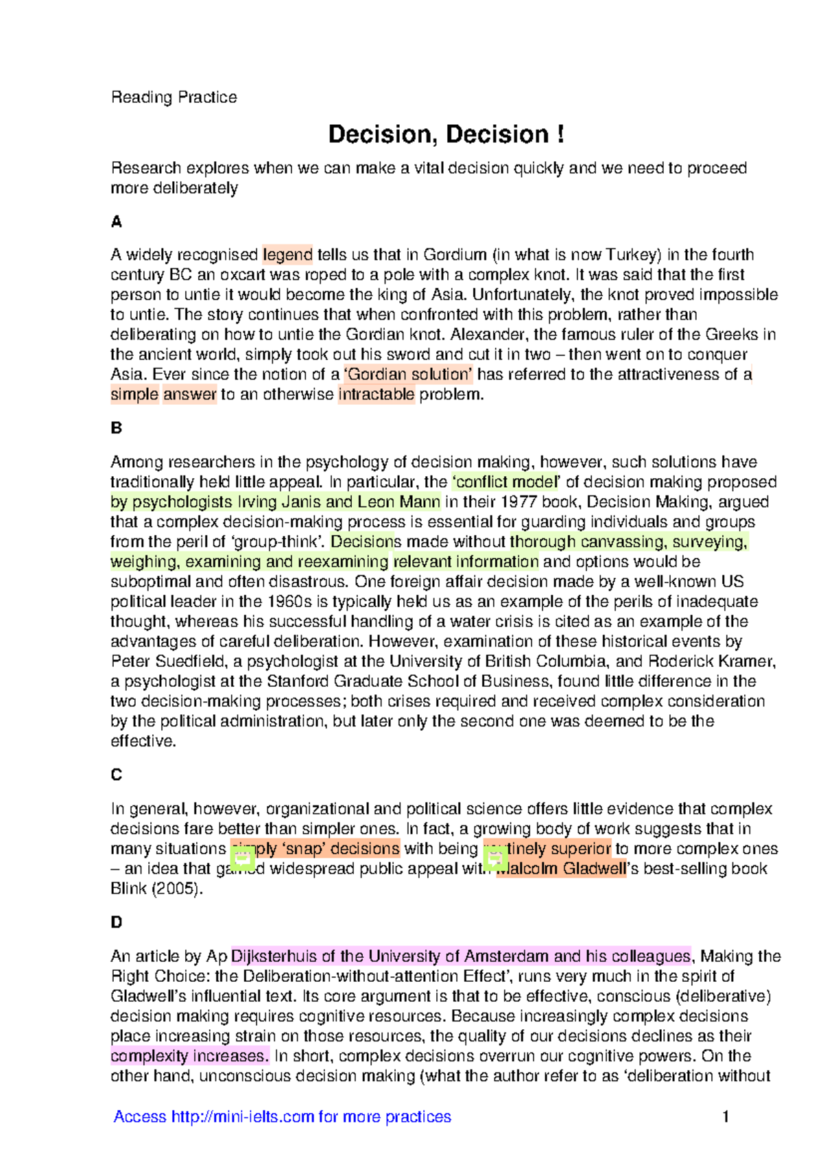 Reading Practice: Decision-Making Insights (Course Code: Chữa) - Studocu