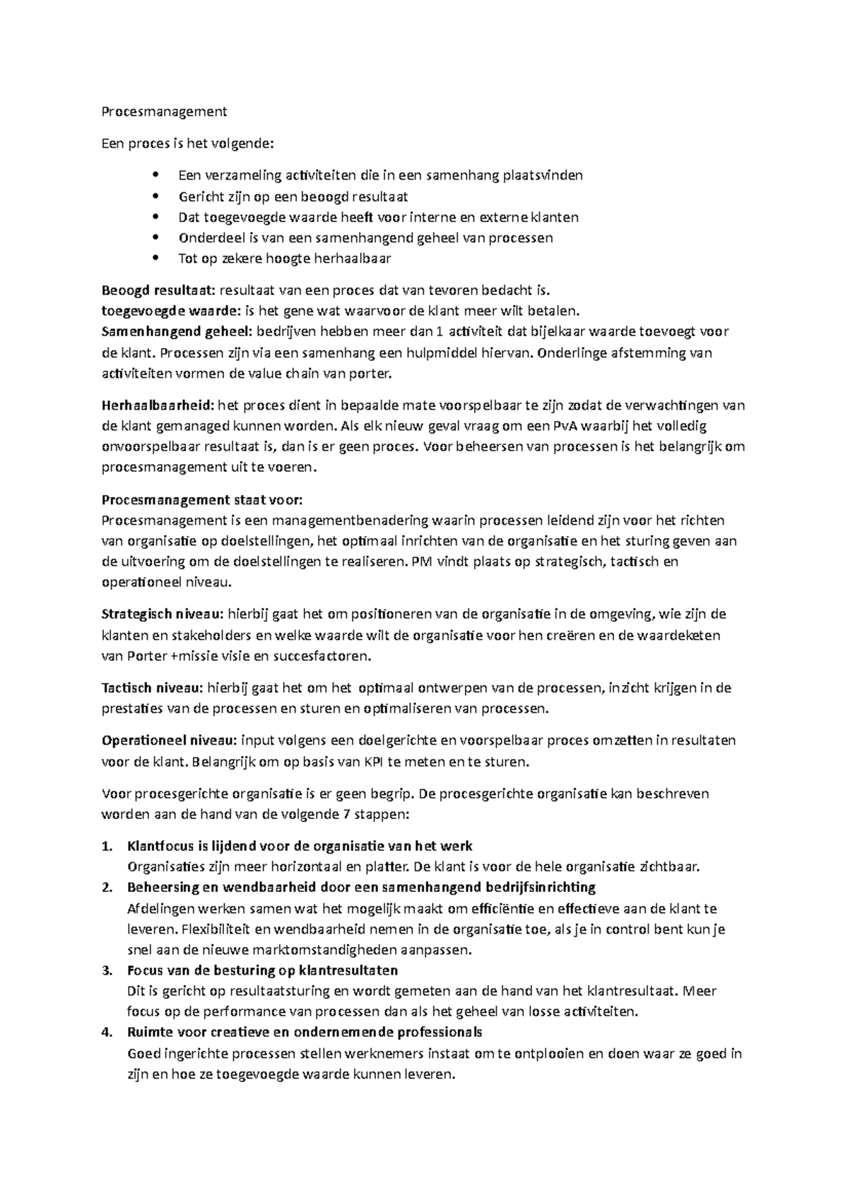 BPM Samenvatting Procesmanagement: Kernconcepten en Modellen - Studeersnel