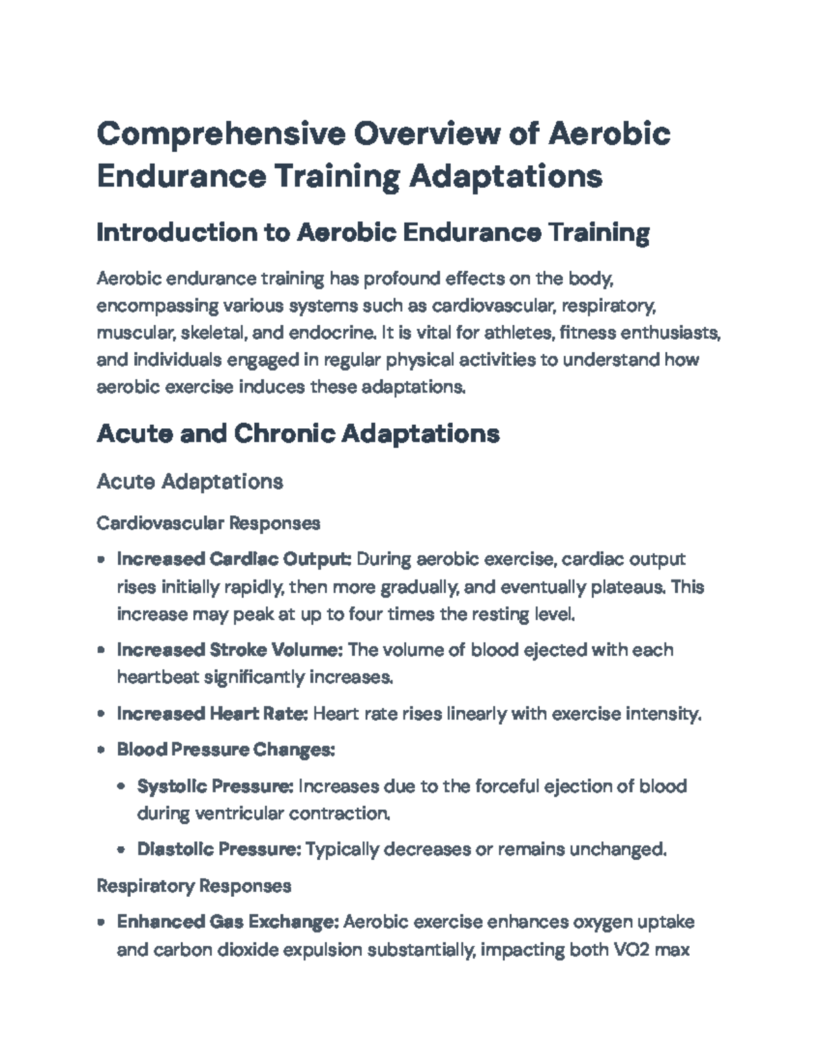 Aerobic Endurance Training Adaptations: A Complete Overview - Studocu