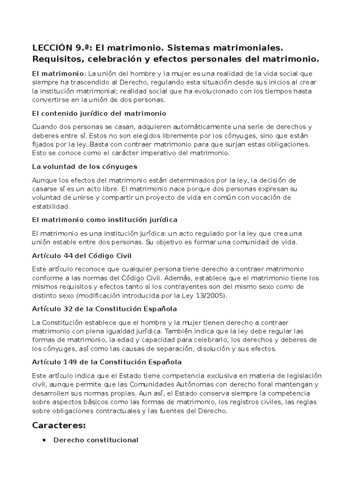 LECCIÓN 9: Matrimonio y sus Efectos Jurídicos en el Derecho Civil - Studocu