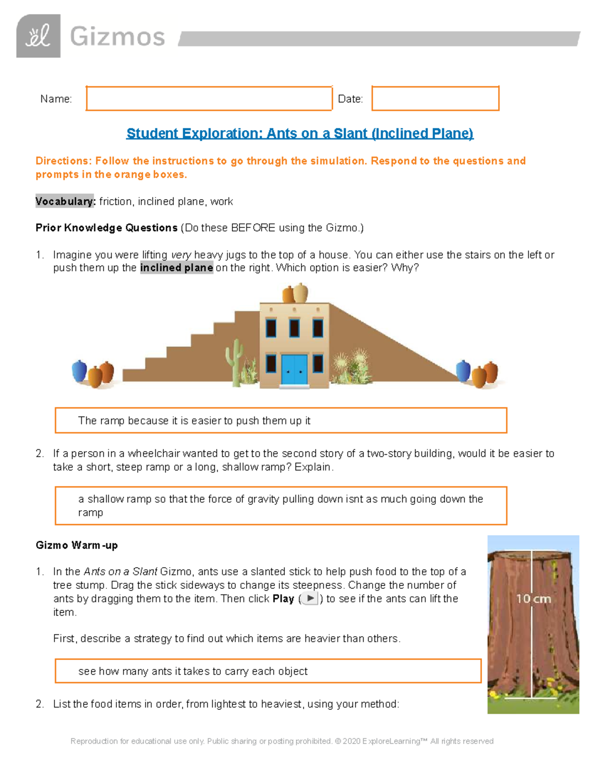 Ants on a Slant: Exploring Inclined Planes and Friction (SE) - Studocu