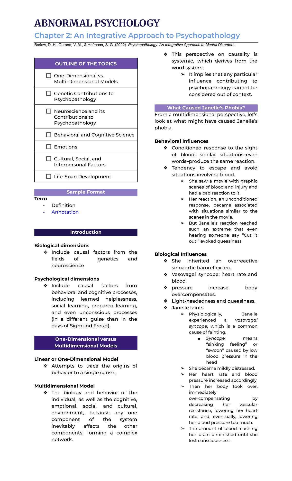 ABPSYCH Chapter 2: Integrative Models of Psychopathology - Studocu