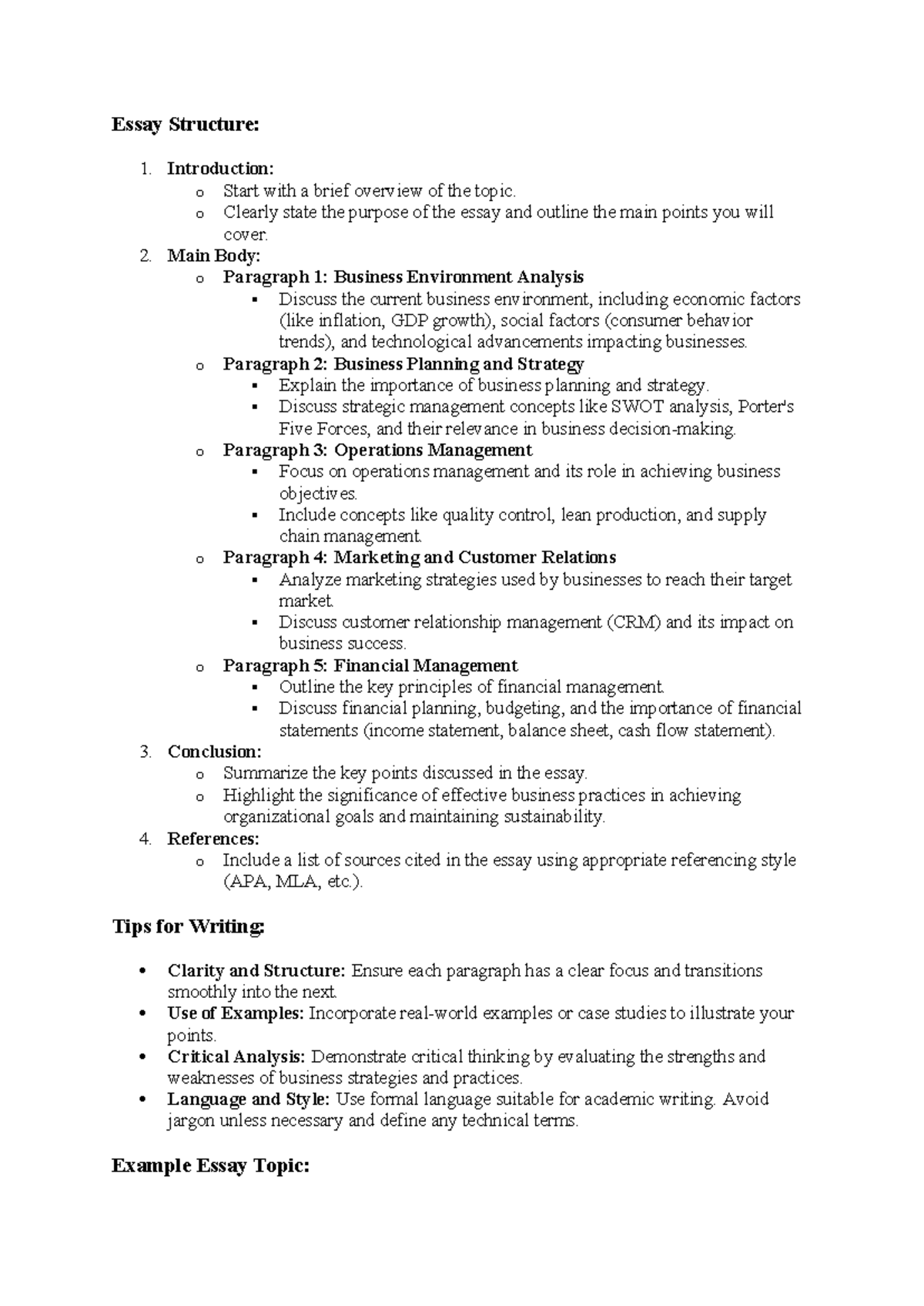 Business Studies Essay Tips: Structure & Key Concepts Guide - Studocu