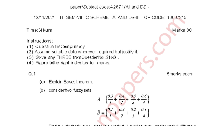 DS II IT C Scheme: AI and Data Science Exam QP - Dec 2024 - Studocu