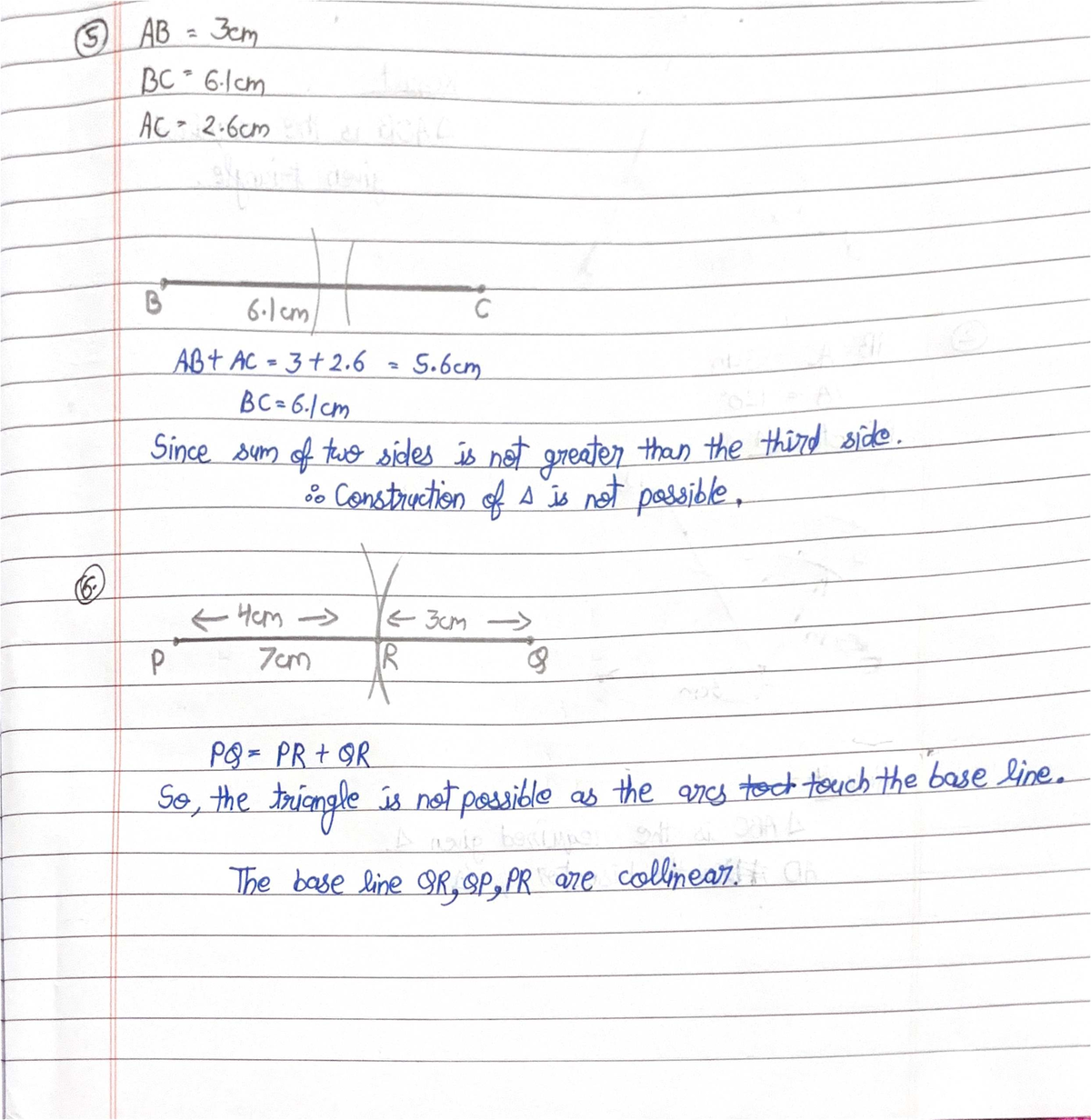 Construction of Triangles and Angle Bisectors - 5 AB 3cm, 6.1cm BC ...