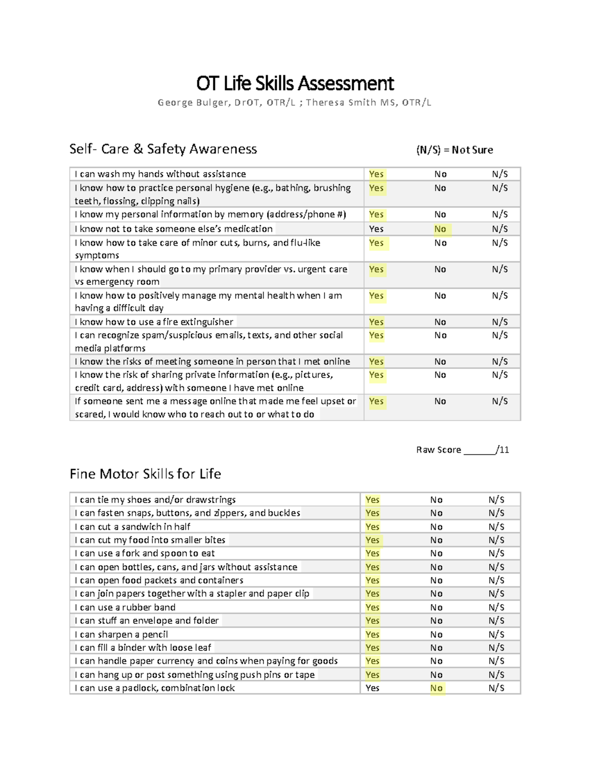 Kami Export - Luis Muniz - Student OT Life Skills Assessment- 2024 - OT ...