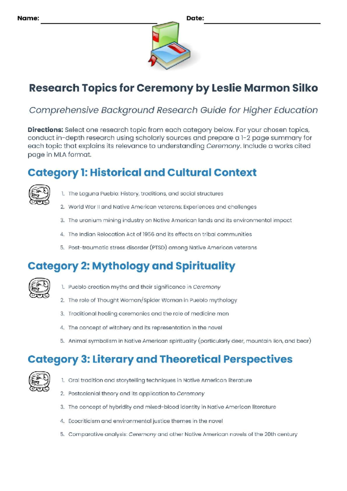 Research Topics for Ceremony (ENG 202) by Leslie Marmon Silko - Studocu