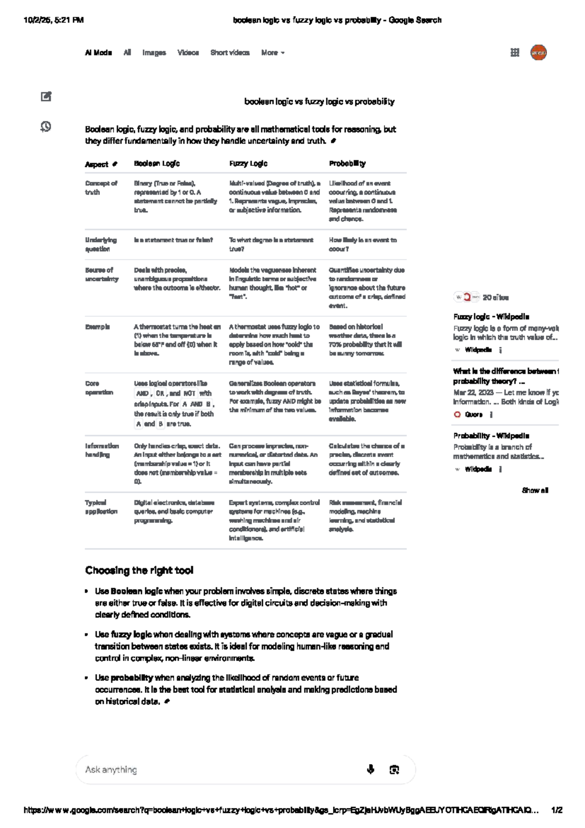Tutorial 1: Boolean Logic vs Fuzzy Logic vs Probability Analysis - Studocu
