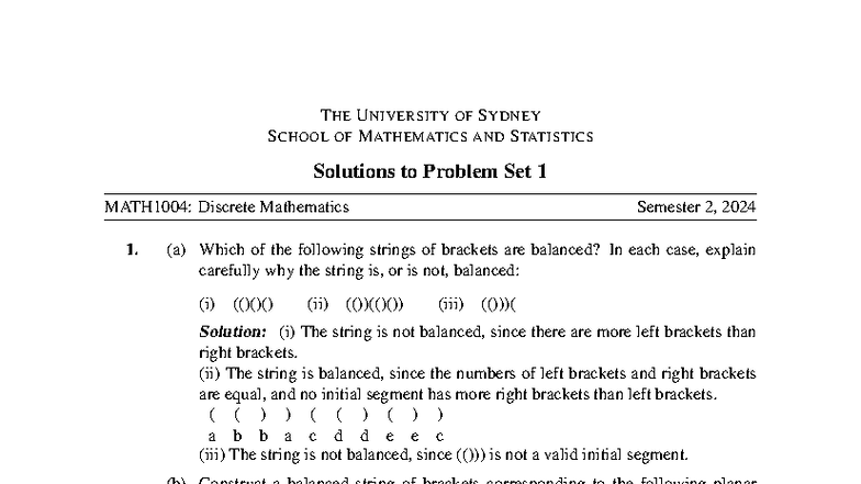 MATH1004: Discrete Mathematics 1 - Problem Set 1 Solutions - Studocu