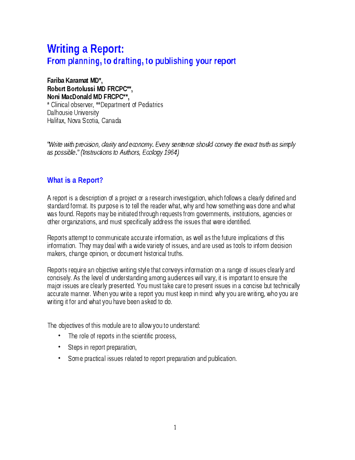 Module 16b Report Writing: Guidelines for Effective Report Preparation ...