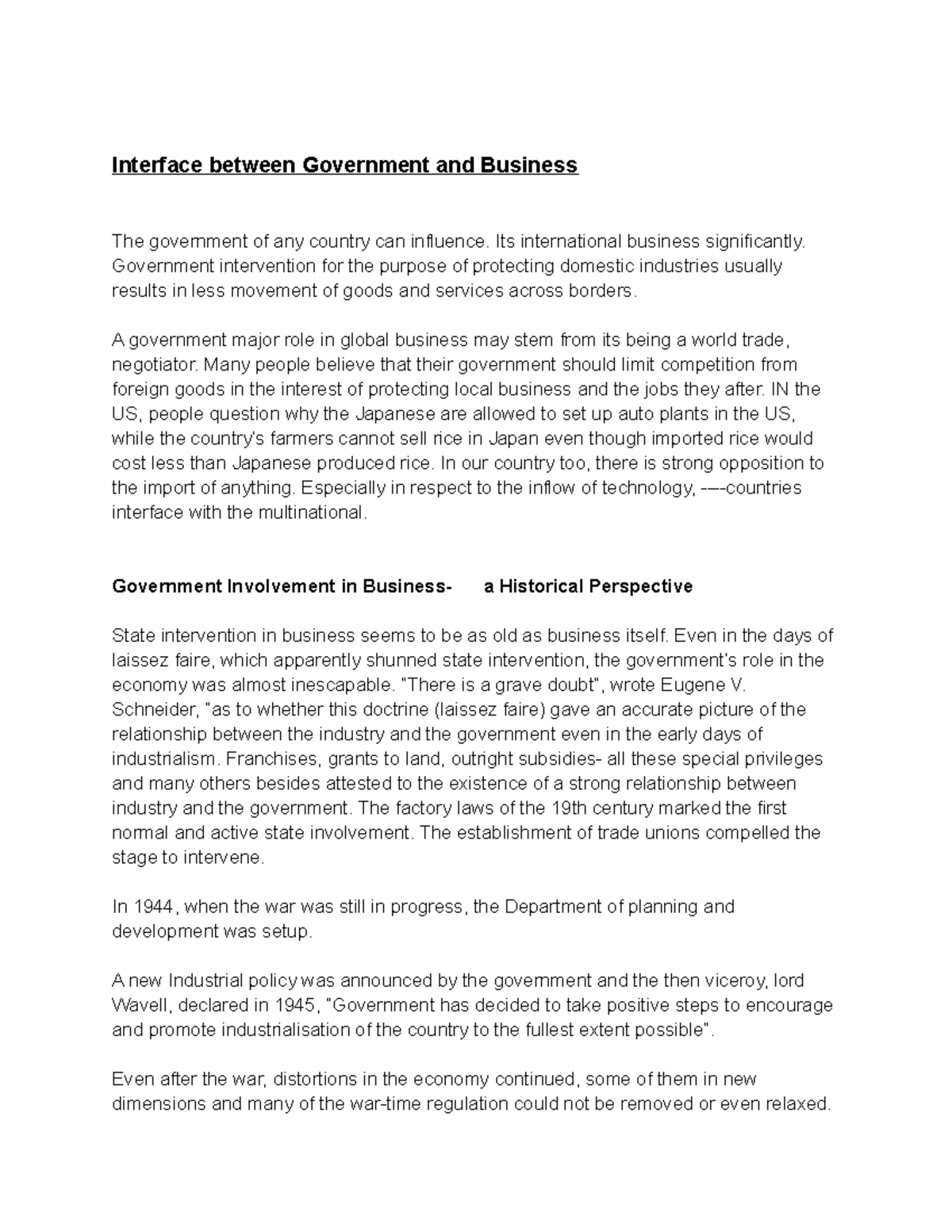 Business Organisation unit 3 - Interface between Government and ...