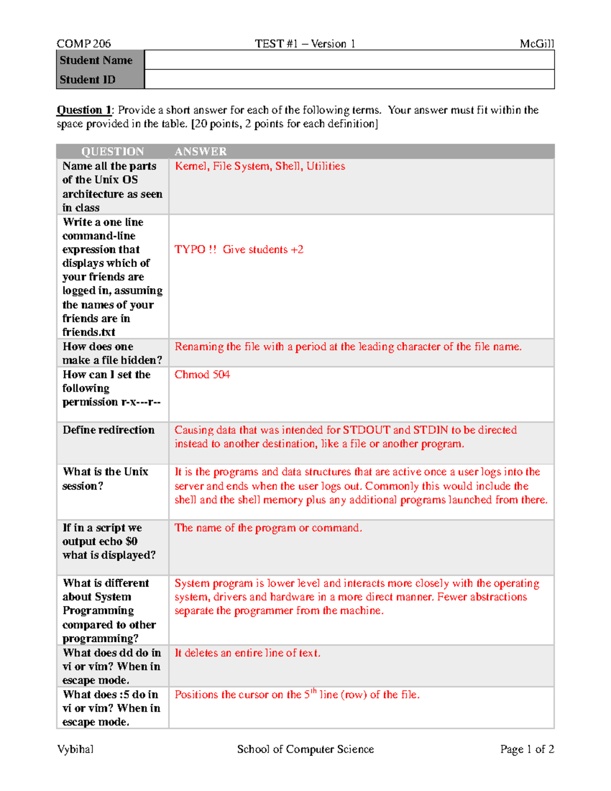 COMP 206 Fall 2017 Midterm 1 - Practice Exam Questions & Answers - Studocu