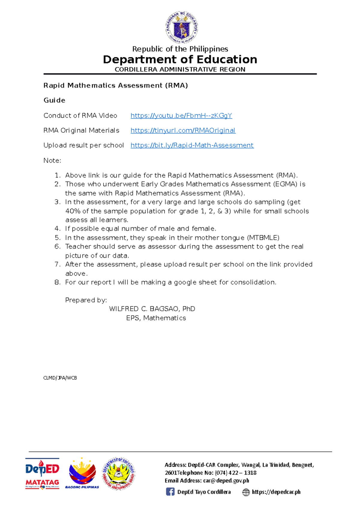 RMA-Guide: Rapid Mathematics Assessment Overview and Instructions - Studocu