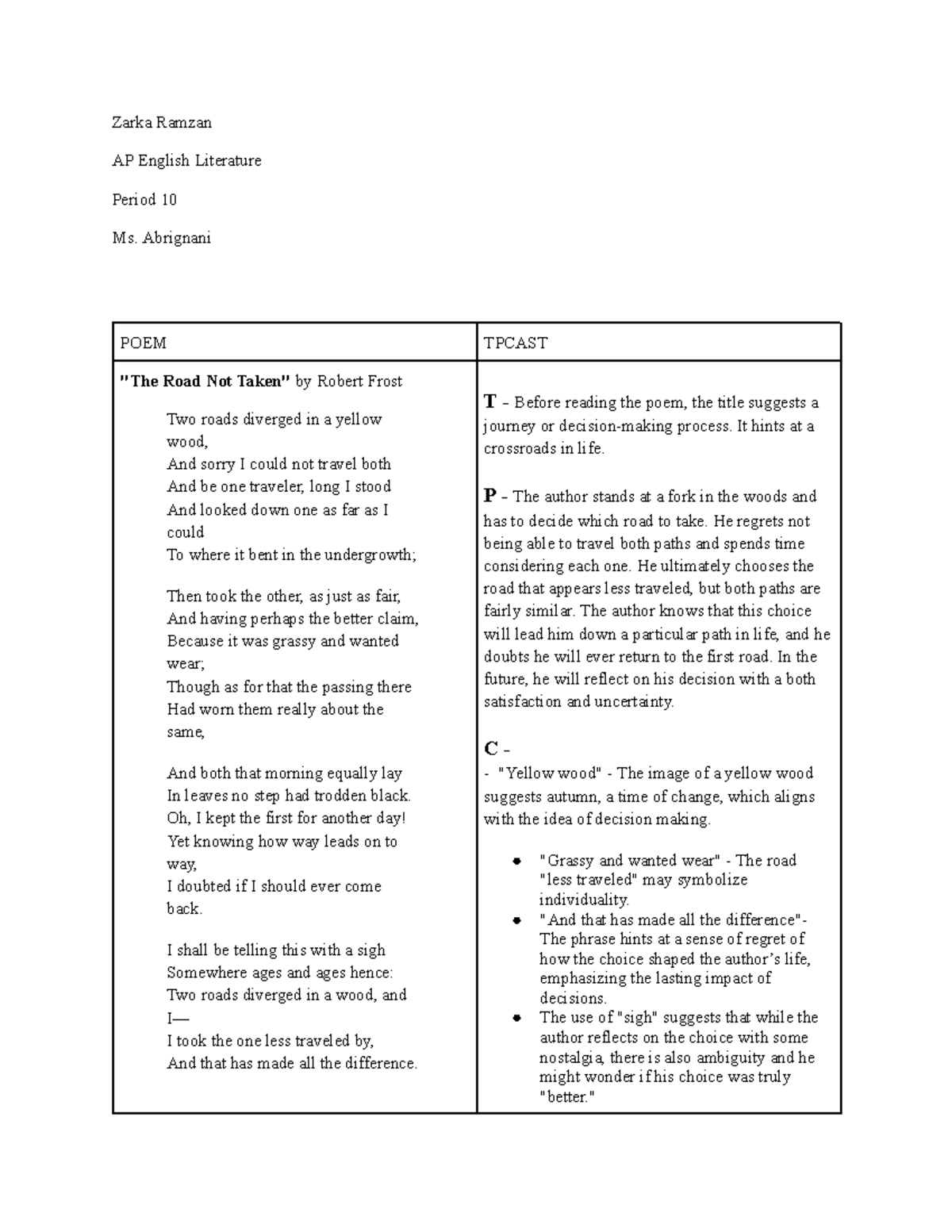 AP English Literature Poetry Response Entry #1: Analyzing 2 Poems - Studocu