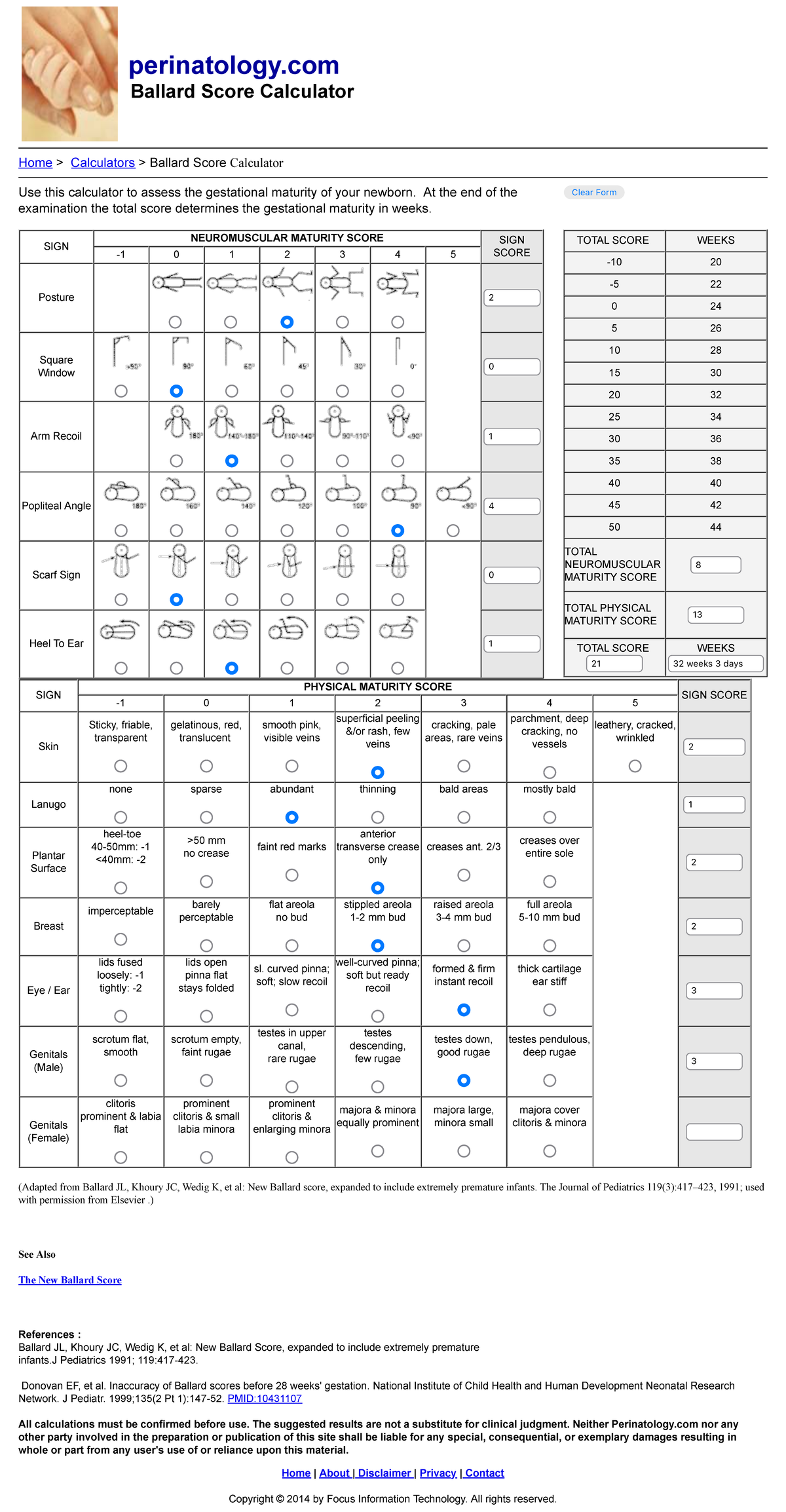Ballard Score Calculator - Assessing Newborn Gestational Maturity - Studocu