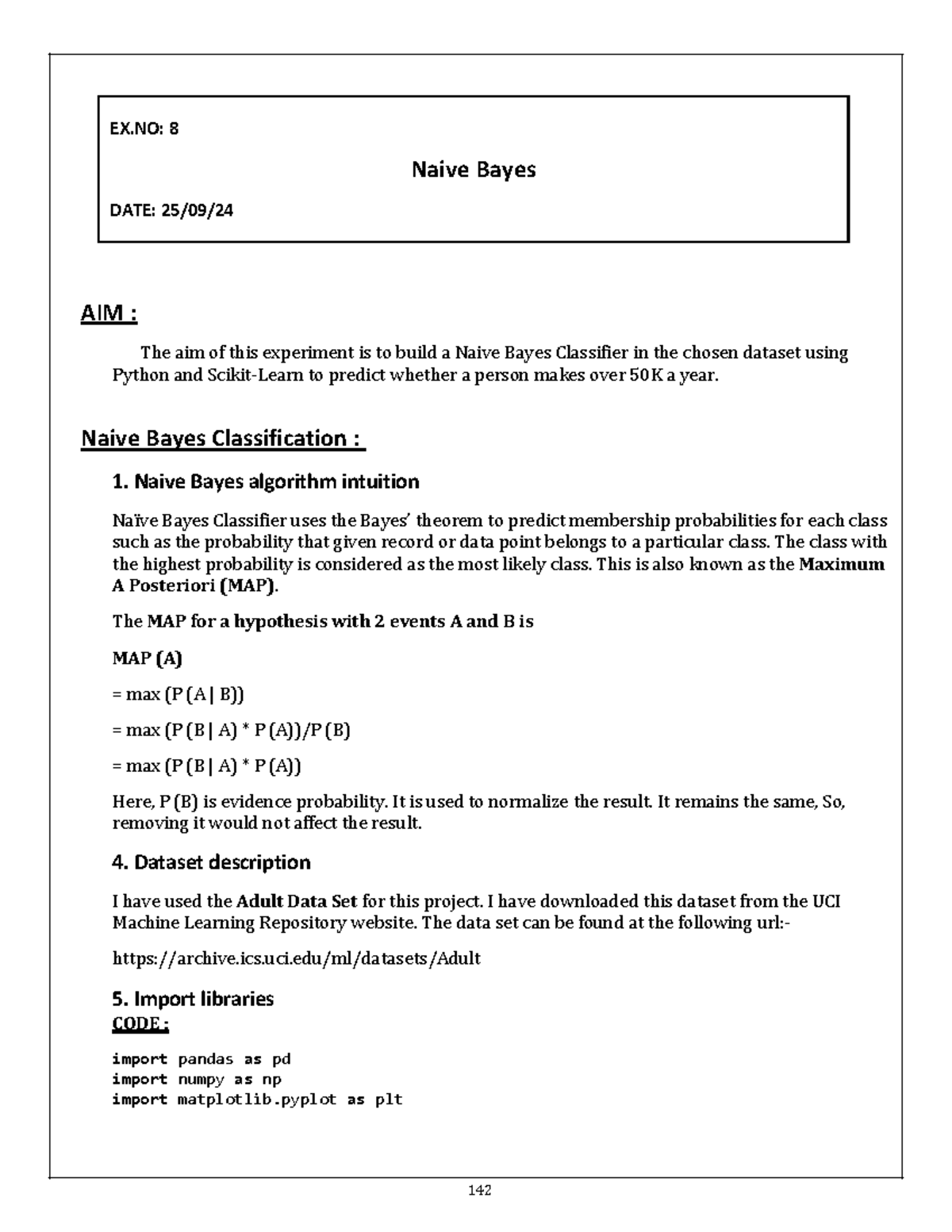 Naive Bayes Classifier Implementation in Python - Data Analysis and Prediction - Studocu