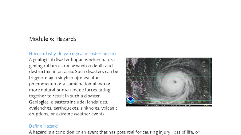 Module 6: Hazards - Understanding Geological Disasters and Their ...