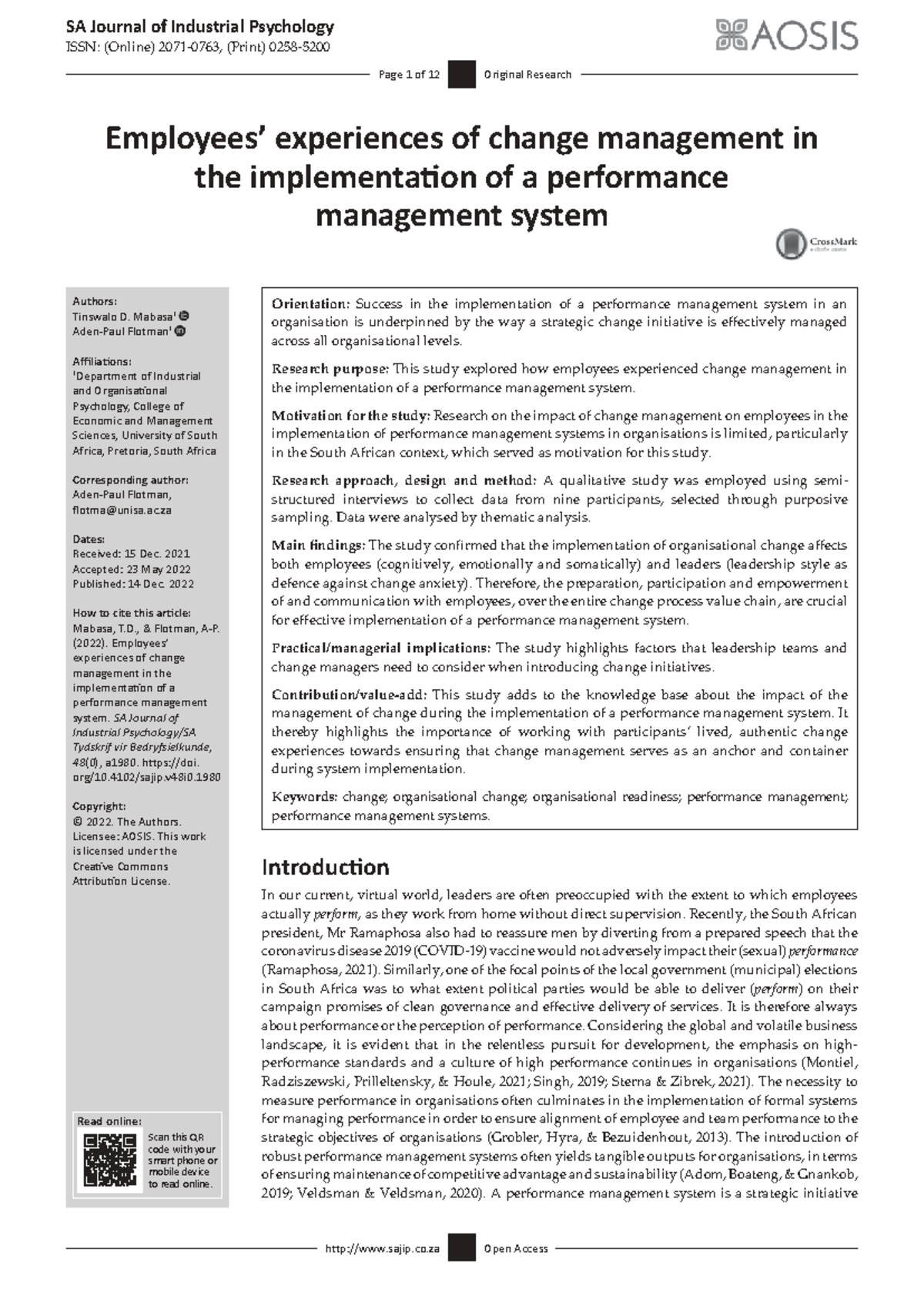 Experiences of Change Management in Performance Management System - Studocu