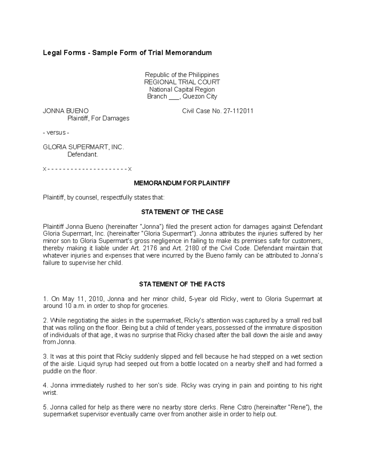 231790230-Legal-Memorandum-Sample-Case-for-Damages - Studocu