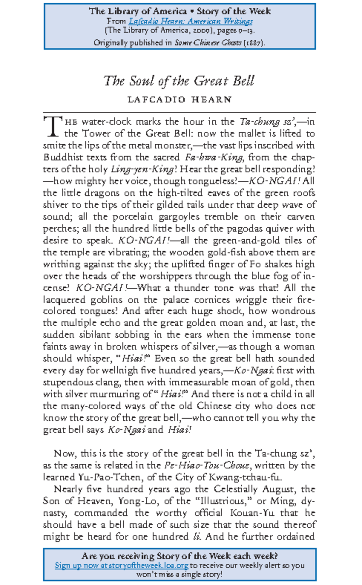 Hearn's "The Soul of the Great Bell" - A Story Analysis - Studocu