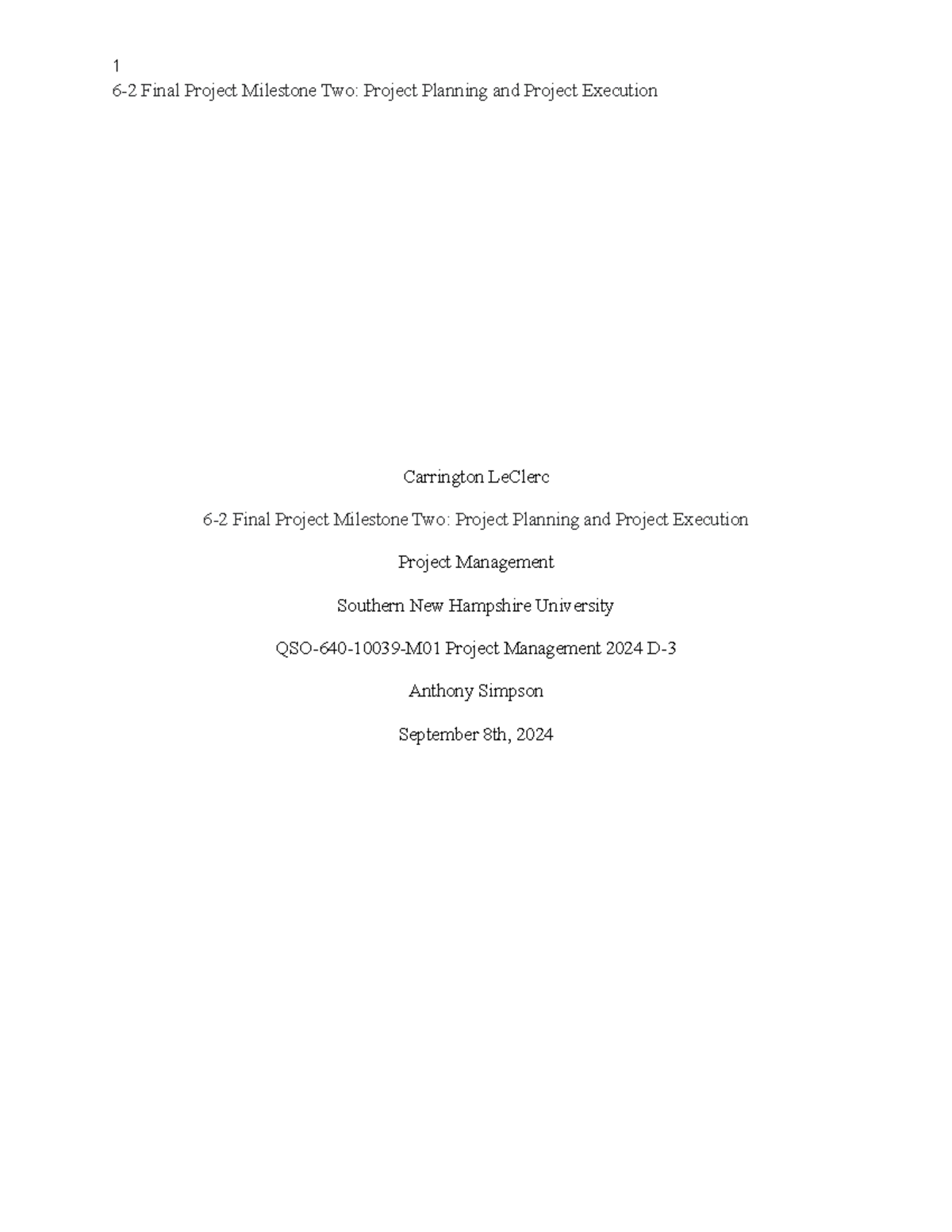 6-2 Final Project Milestone Two: Planning & Execution Strategies - Studocu