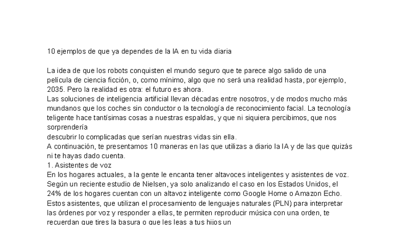 10 Ejemplos de Cómo la IA Impacta tu Vida Diaria - Studocu