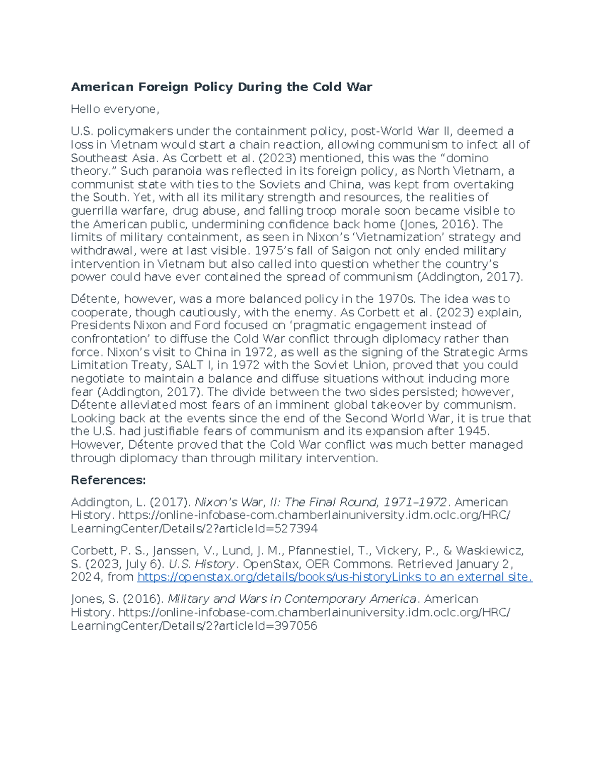 AFS 301: American Foreign Policy in the Cold War Era - Studocu