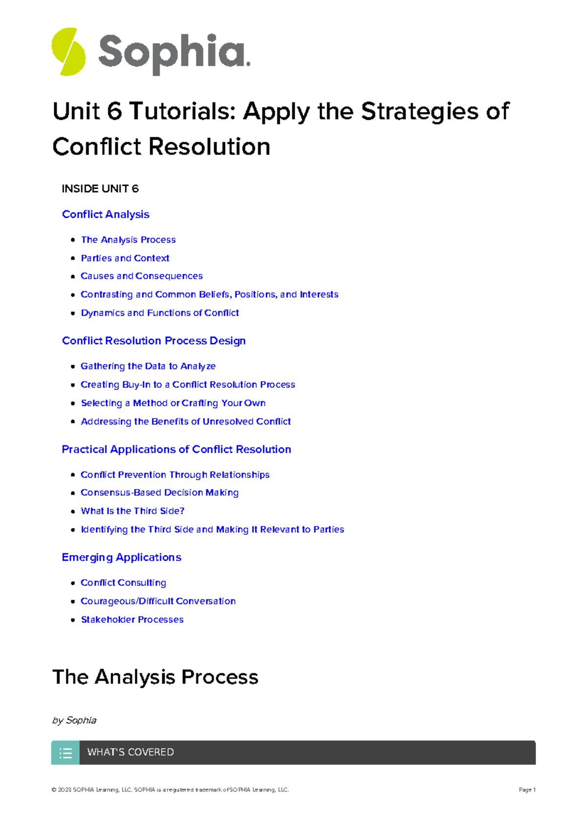 Unit 6: Conflict Resolution Strategies and Applications Tutorial - Studocu