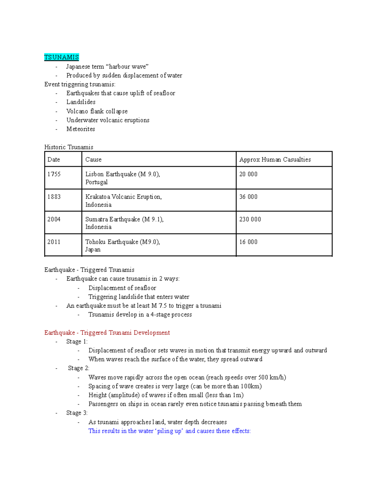 Geography of Hazards: Understanding Tsunamis and Their Impacts - Studocu