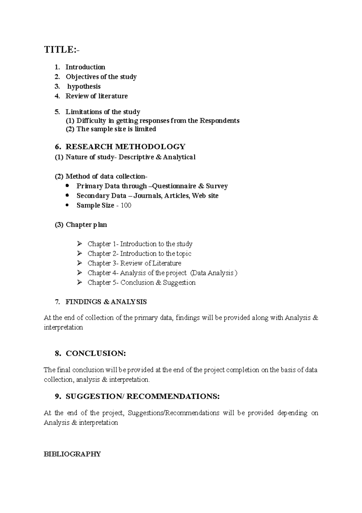 Research Methodology Synopsis for Ty BFM Project Analysis - Studocu