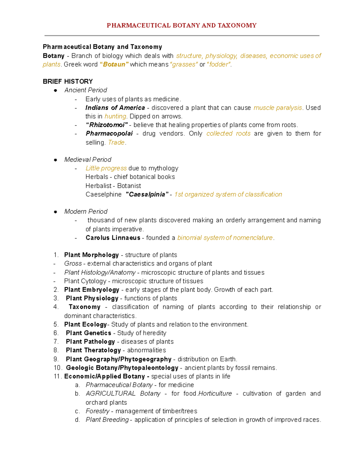 PHAR 101: Comprehensive Guide to Pharmaceutical Botany and Taxonomy ...