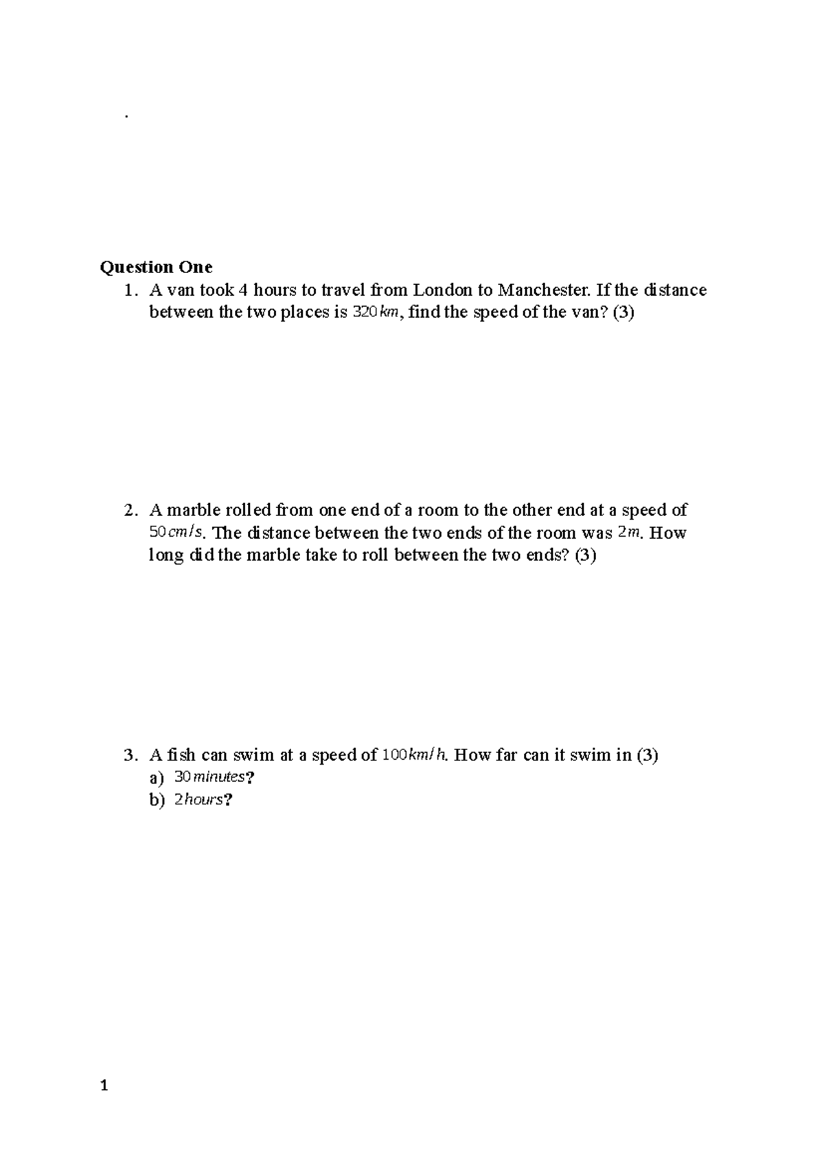 Math Test 6 - Speed, Distance, and Geometry Problems - Studocu
