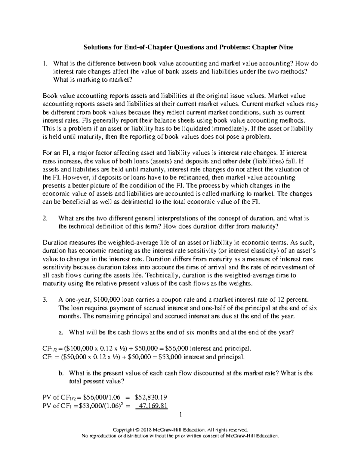 CH 9 Solutions for Understanding Book vs Market Value Accounting - Studocu