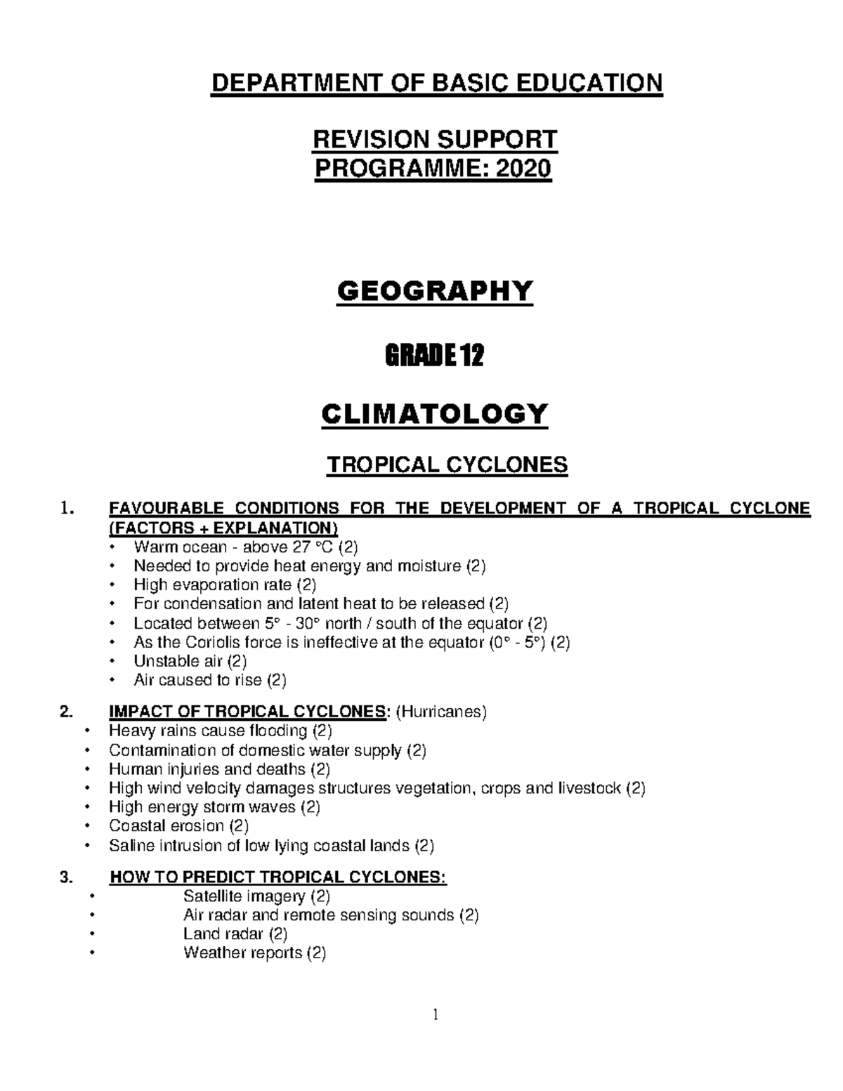 Geography Grade 12: Final Exam Revision on Climatology and Urban Issues ...