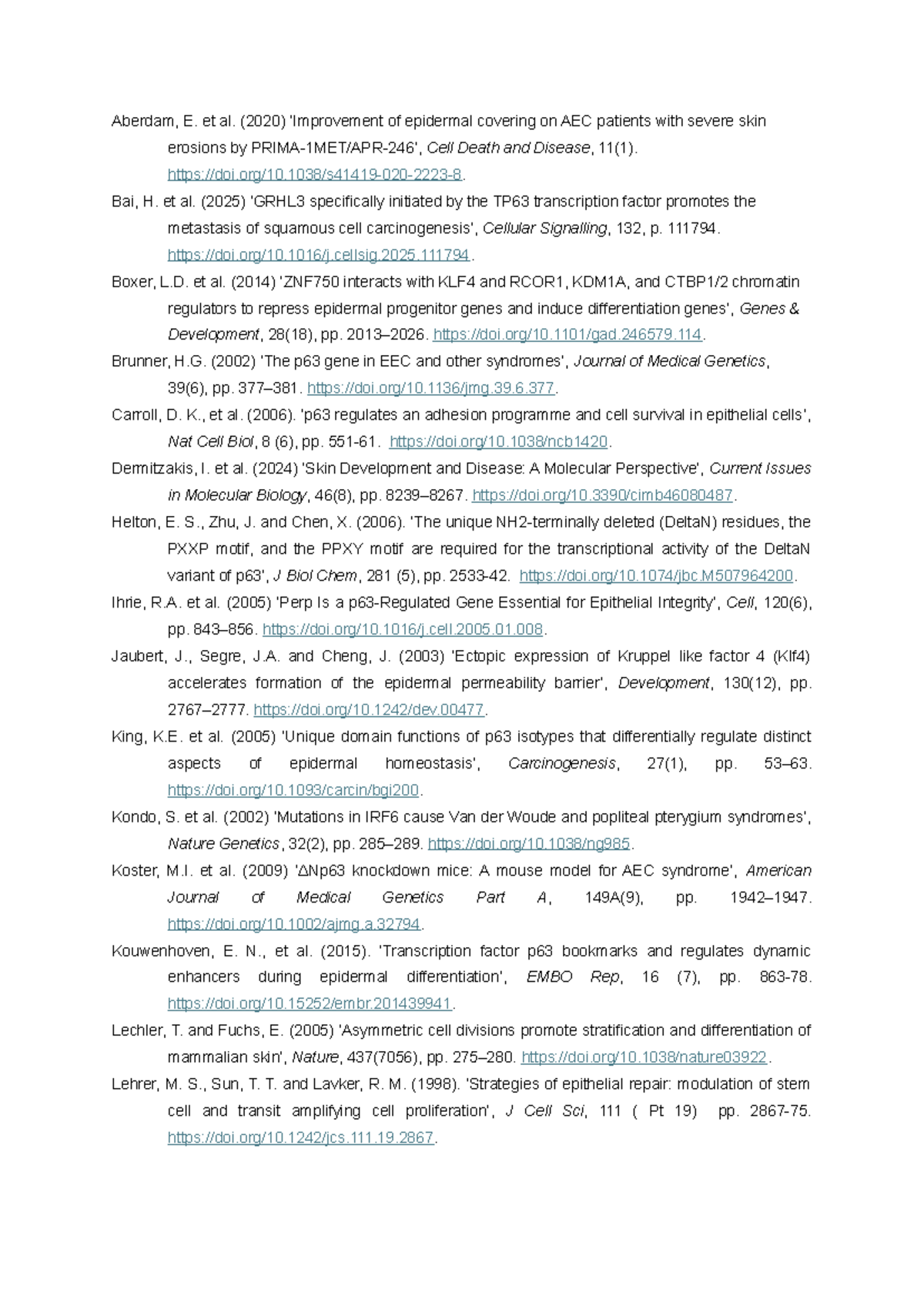 EE Ref - Referencing Format Examples for Epithelial Cell Studies - Studocu