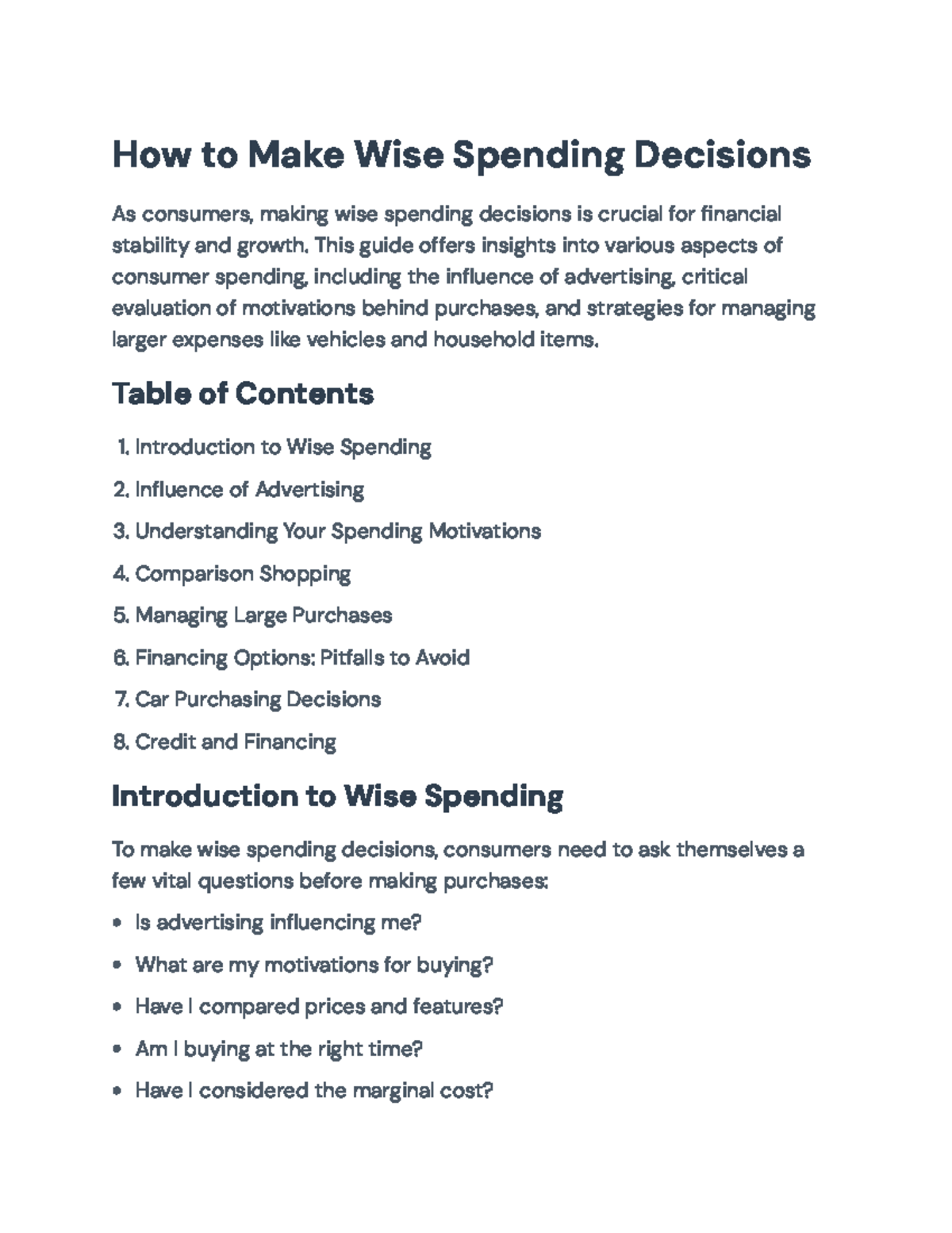 Wise Spending Decisions: Strategies for Financial Stability and Growth ...