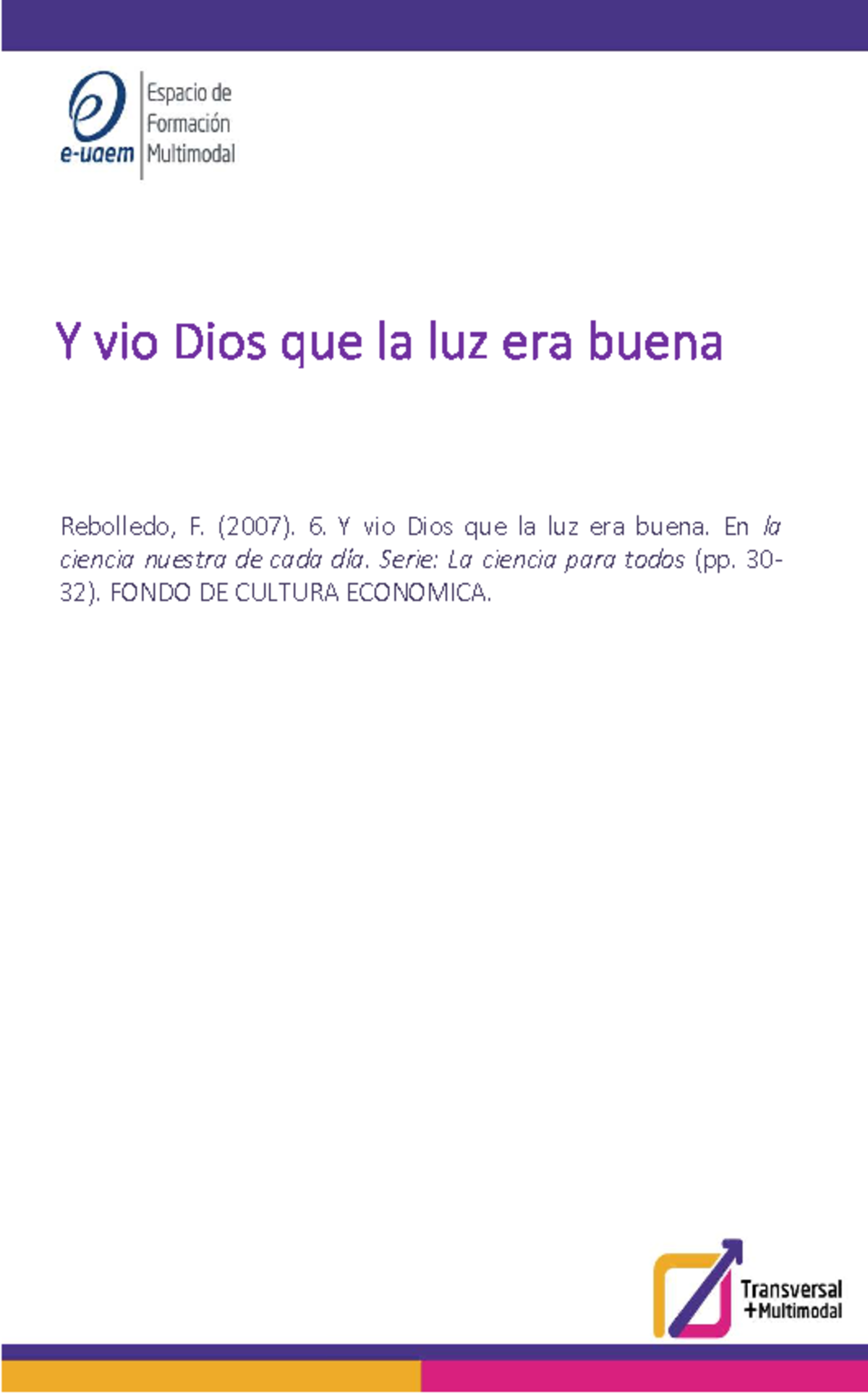 Lectura act21 semana 9 y Dios vio que la luz era buena - Álgebra 1 - Y ...