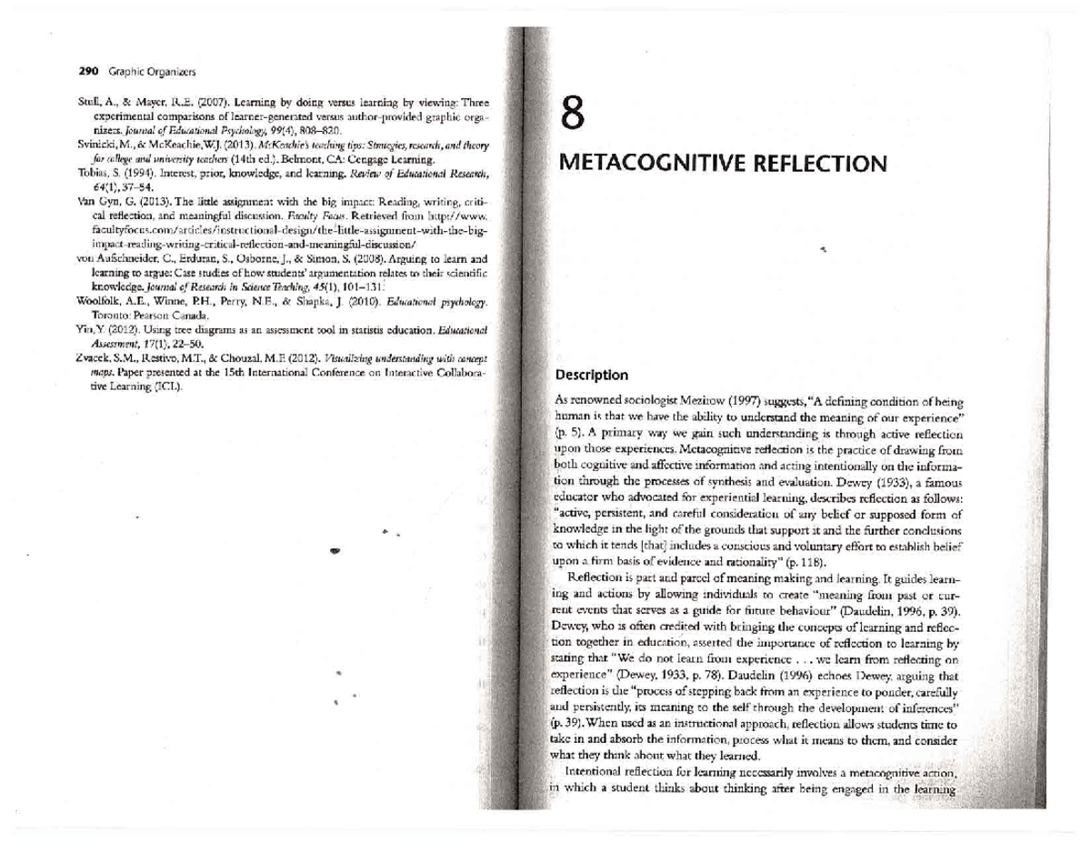 - metacognitive reflection 4 - Education - Studocu
