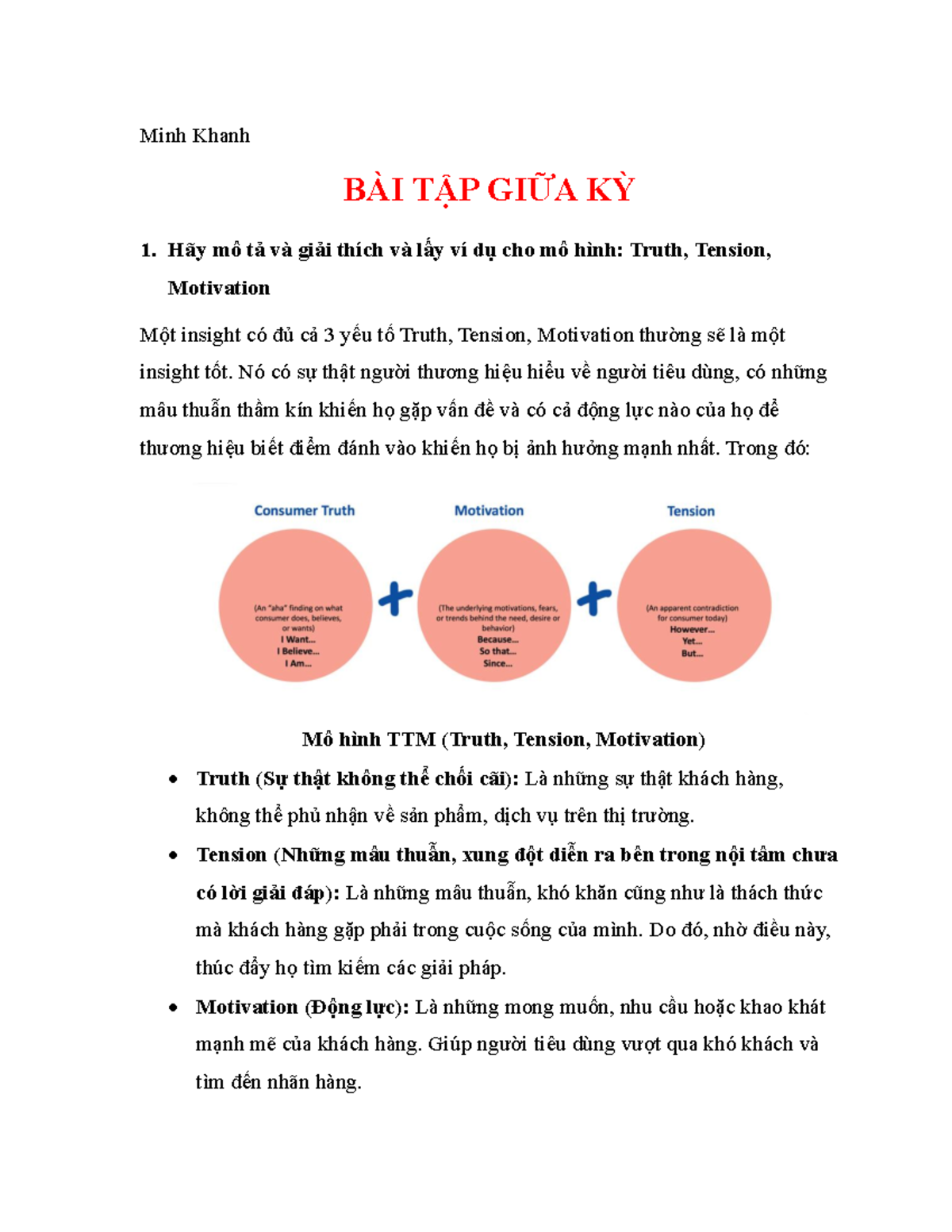 Tổng hợp Bài Tập Giữa Kỳ: Truth, Tension, Motivation (TTM) - Studocu