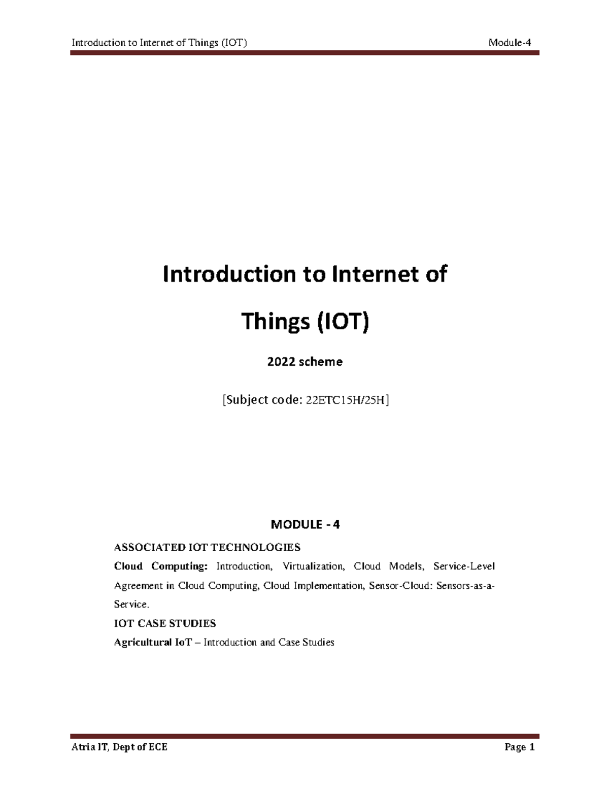 M-4 (Io T) 1st sem - Study Material - Introduction to Internet of Things (IOT) 2022 scheme ...