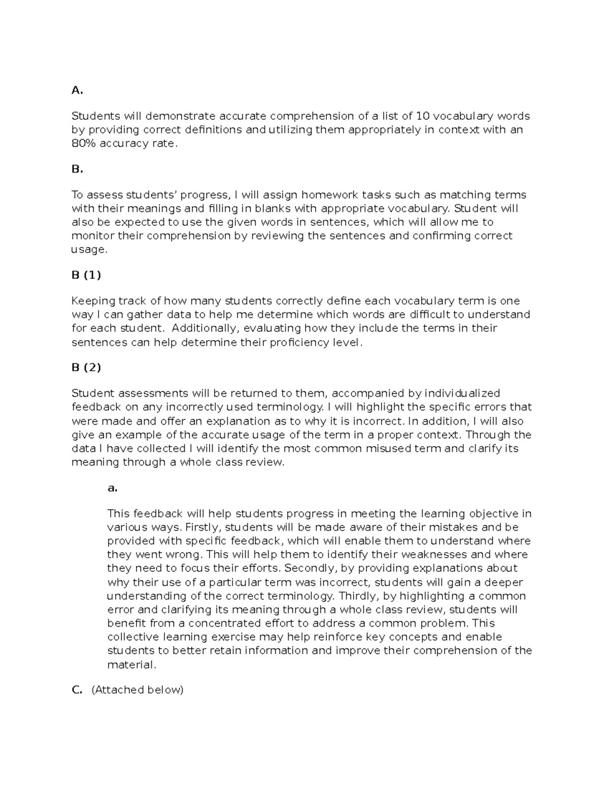 D093 Vocabulary Comprehension Assessment & Feedback Strategies - Studocu