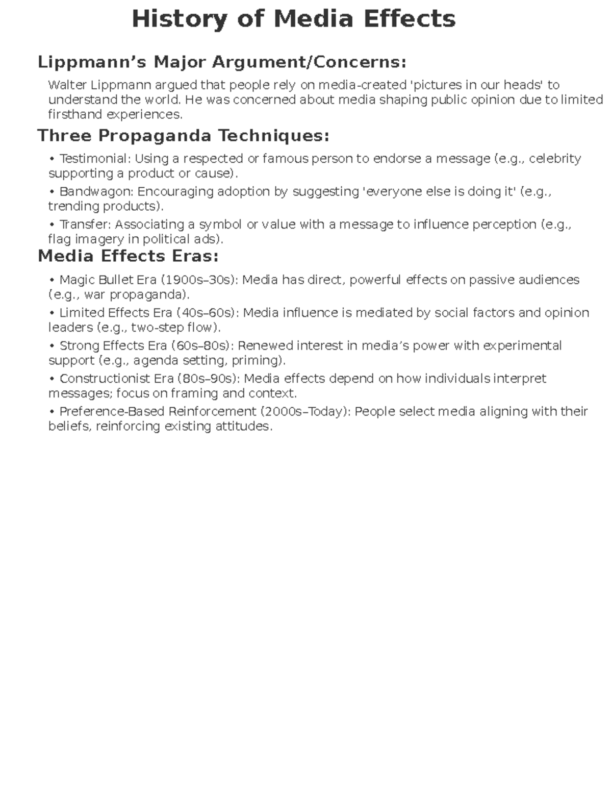 Media Effects Theories & Concepts: Understanding Influence in Comm. - Studocu