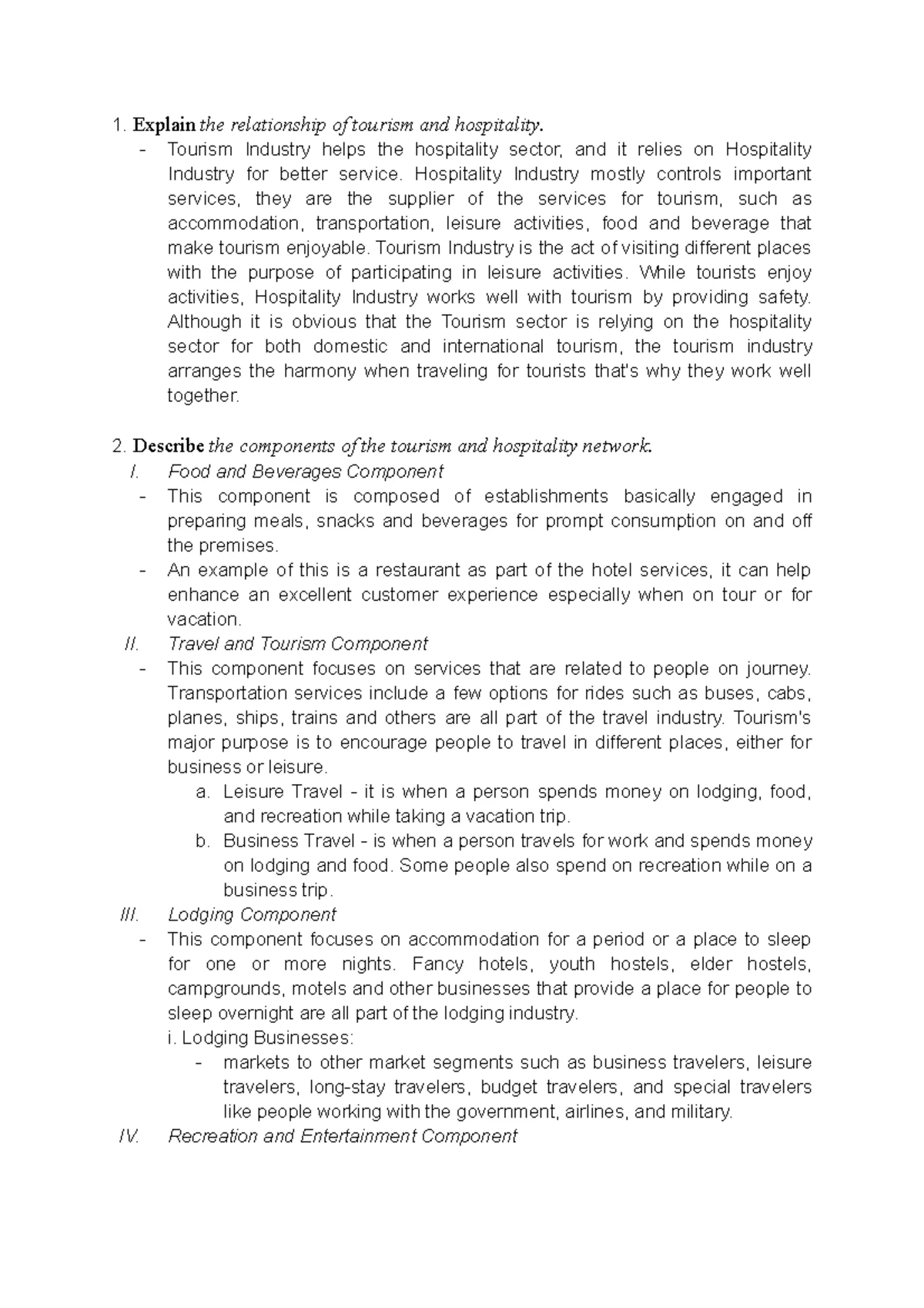 Chapter 1 - Lecture notes 1 - MICRO PERSPECTIVE OF TOURISM AND ...