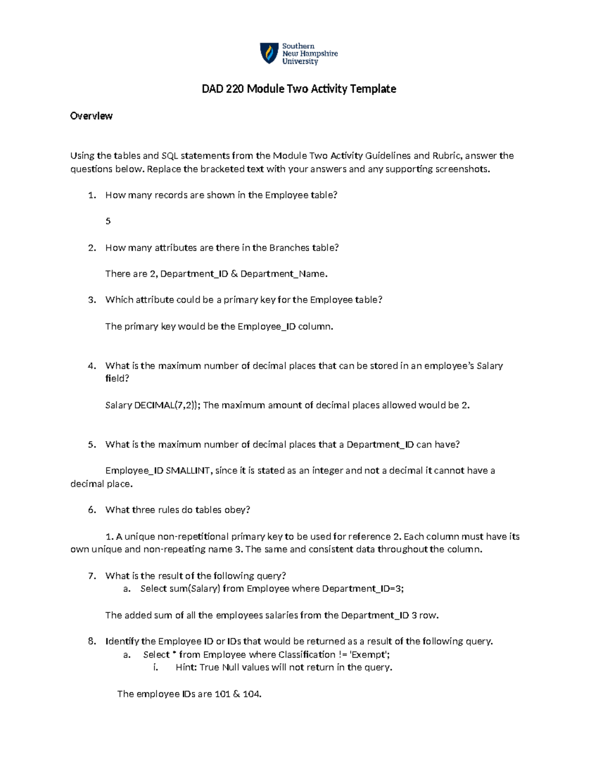 DAD 220 Module Two Activity - Replace the bracketed text with your ...