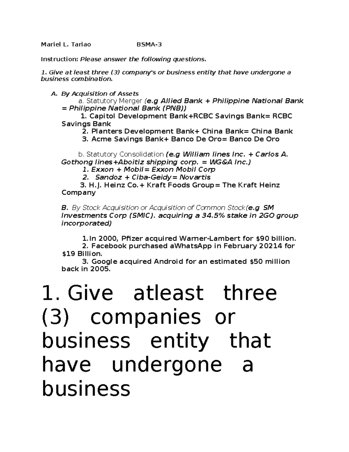Business Combinations: Case Study & Examples (BUS 101) - Studocu