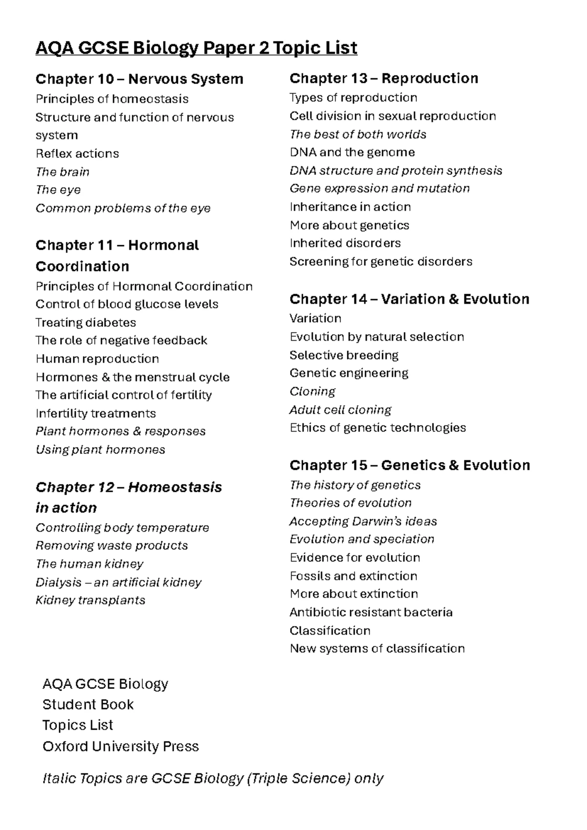 AQA GCSE Physics Paper 2 Topic list - Studocu