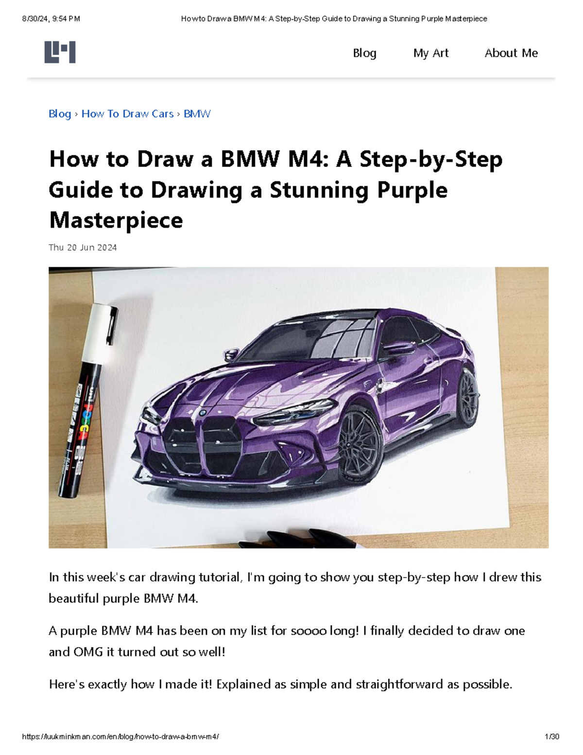 How to Draw a BMW M4 A Step-by-Step Guide to Drawing a Stunning Purple ...