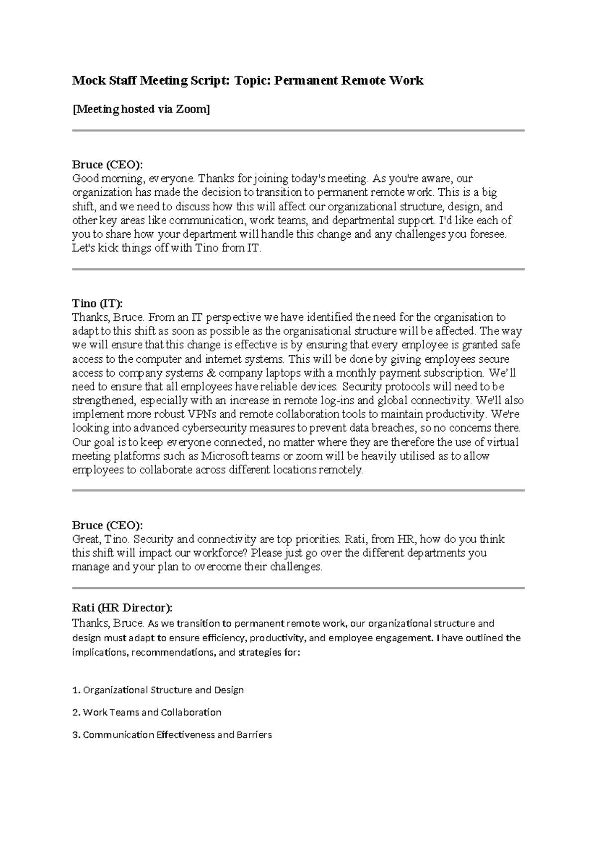 Mock Staff Meeting Script edited - Mock Staff Meeting Script: Topic ...